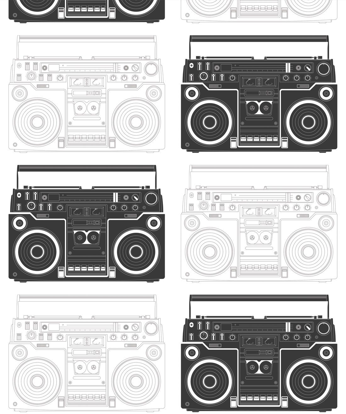Boombox Drawing With Music Notes